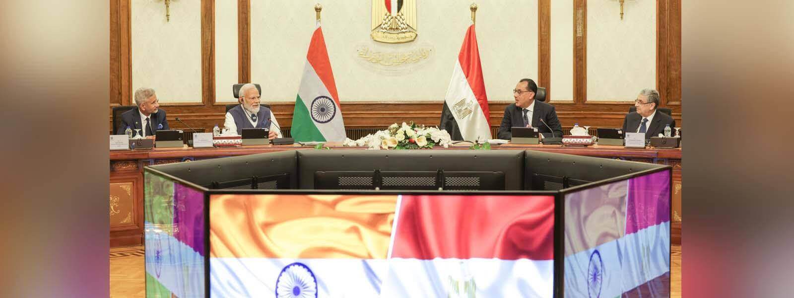 Prime Minister Shri Narendra Modi meeting with “India Unit” of the Egyptian Cabinet headed by H ...