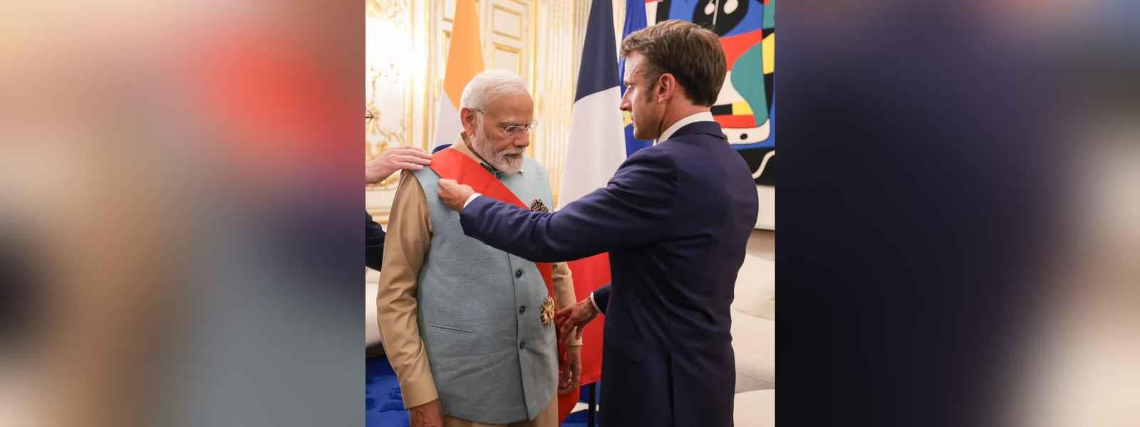 Prime Minister Shri Narendra Modi was conferred with the Grand Cross of the Legion of Honour ...