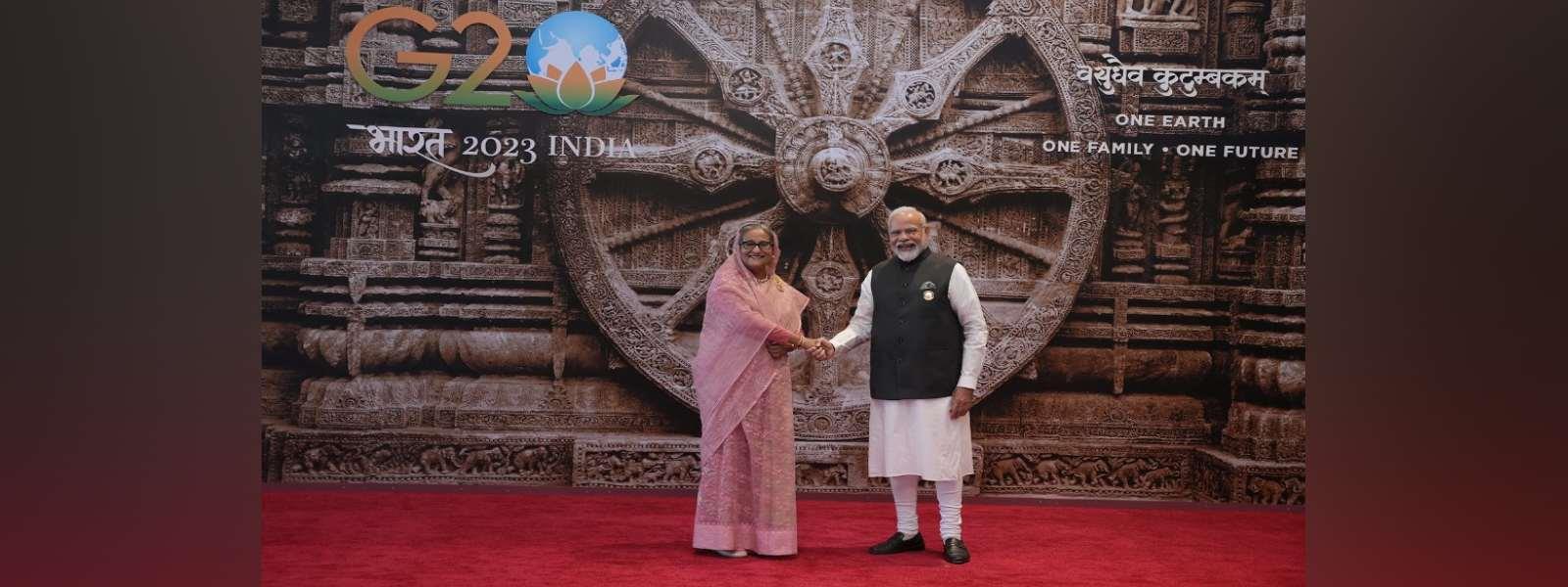Prime Minister of Bangladesh, H.E. Sheikh Hasina welcomed by Prime Minister Shri Narendra Modi ...
