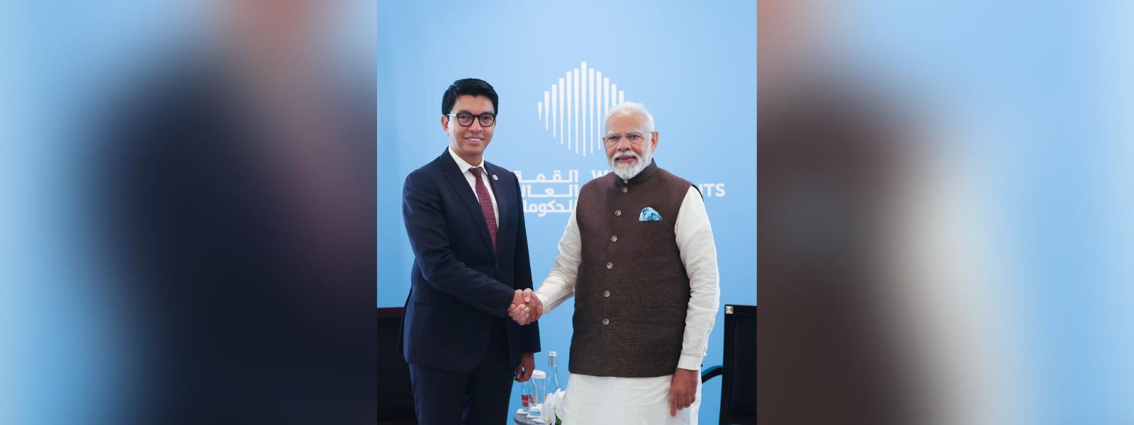 Prime Minister Shri Narendra Modi met H.E. Mr. Andry Rajoelina, President of Madagascar on the ...