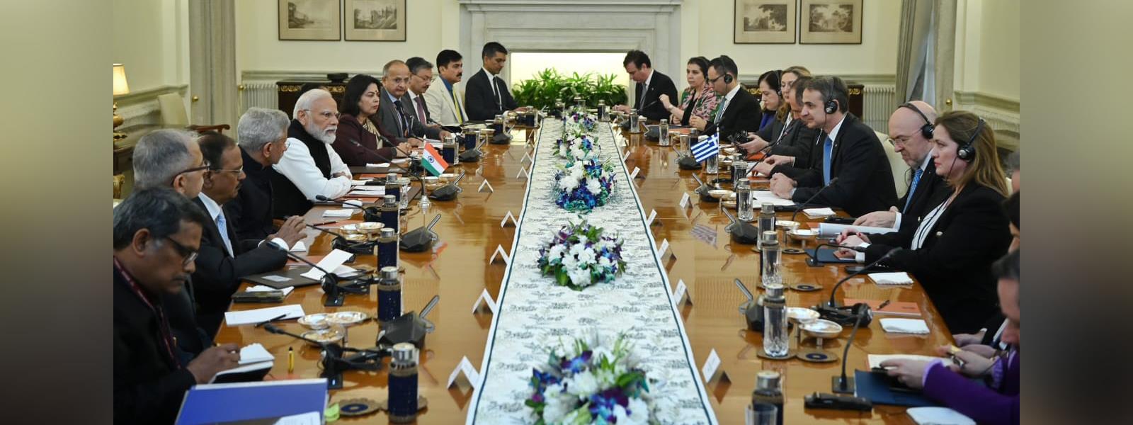 Prime Minister Shri Narendra Modi and H.E. Mr. Kyriakos Mitsotakis, Prime Minister of Greece ...
