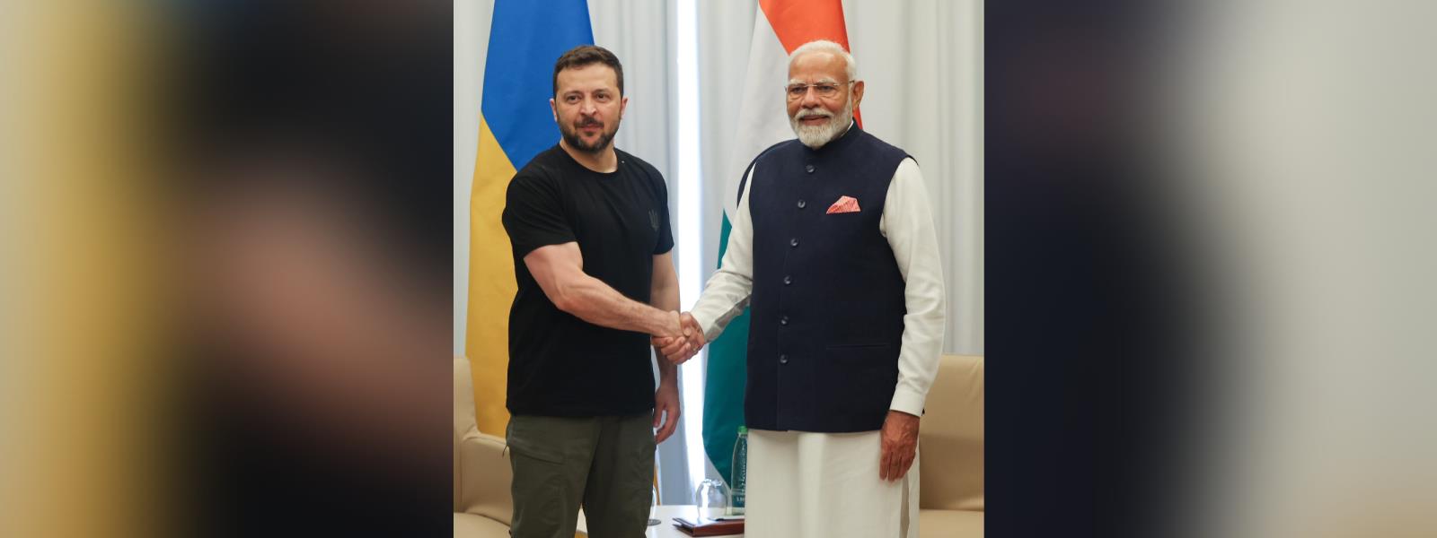 Prime Minister Shri Narendra Modi met H.E. Mr. Volodymyr Zelenskyy, President of Ukraine on the ...