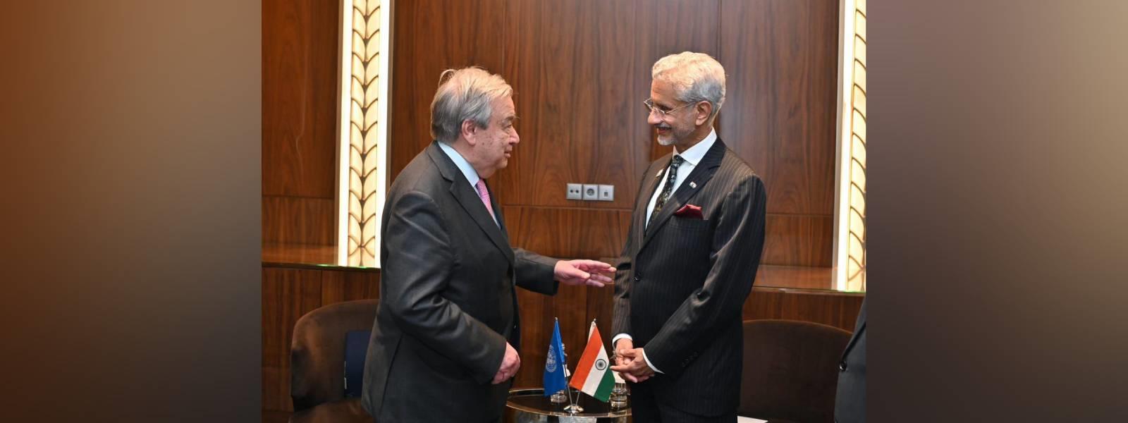 External Affairs Minister Dr. S. Jaishankar met H.E. Mr. Antonio Guterres, Secretary-General of ...