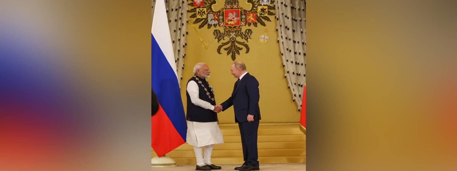 Prime Minister Shri Narendra Modi conferred with the Russia’s highest national award, the Order ...