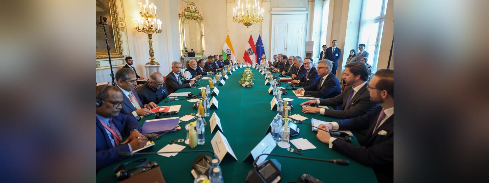 Prime Minister Shri Narendra Modi held discussions with H.E. Mr. Karl Nehammer, Chancellor of ...