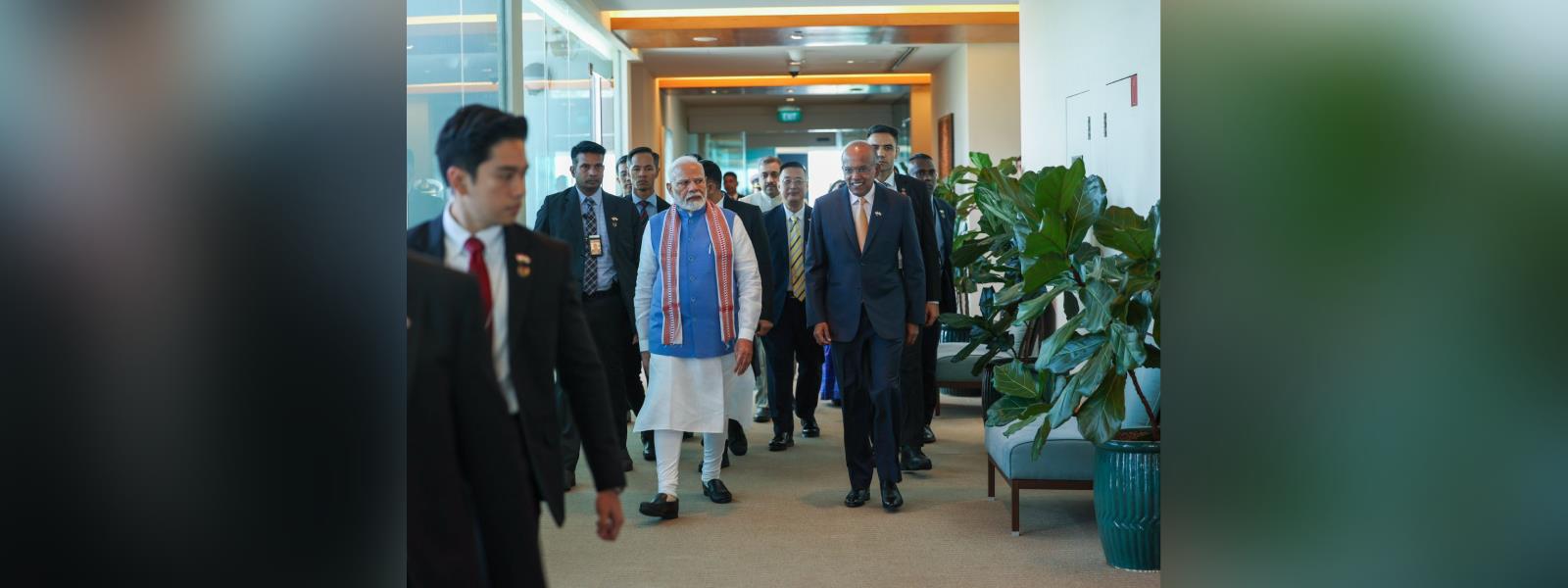 Prime Minister Shri Narendra Modi lands in the Lion city, Singapore