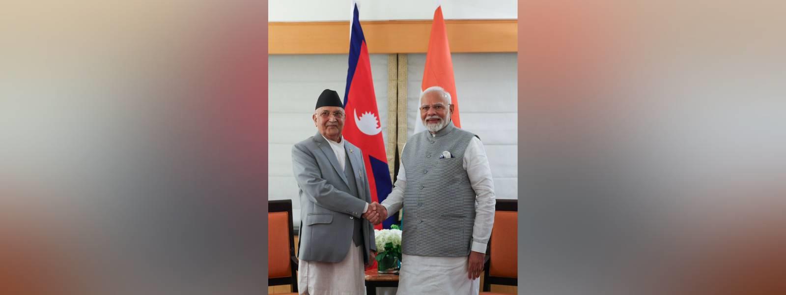 Prime Minister Shri Narendra Modi met H.E. Mr. K P Sharma Oli, Prime Minister of Nepal on the ...