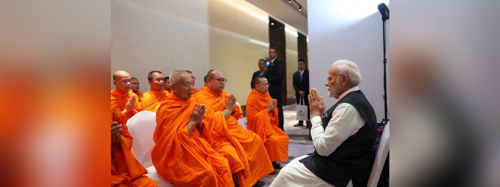 Prime Minister Shri Narendra Modi participated in a blessing ceremony by senior Buddhist monks ...