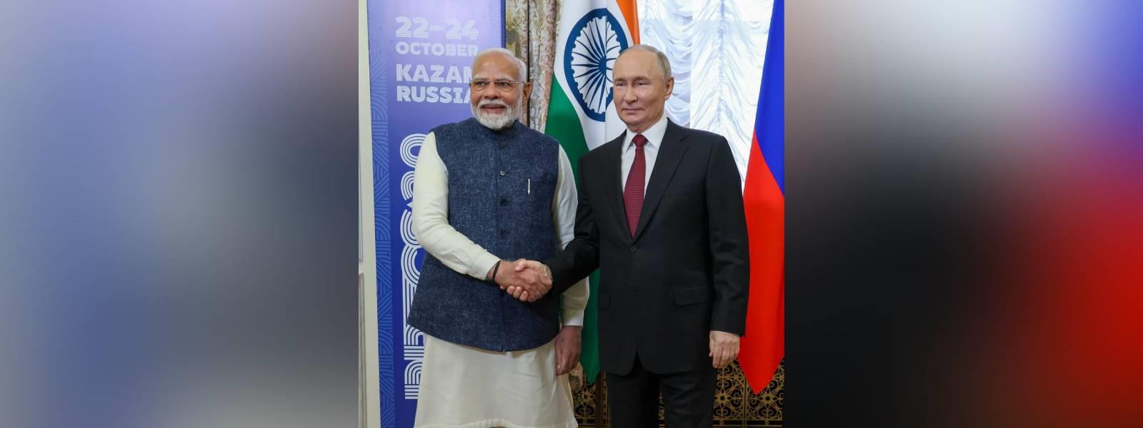 Prime Minister, Shri Narendra Modi met President of Russia, H.E. Mr. Vladimir Putin on the ...