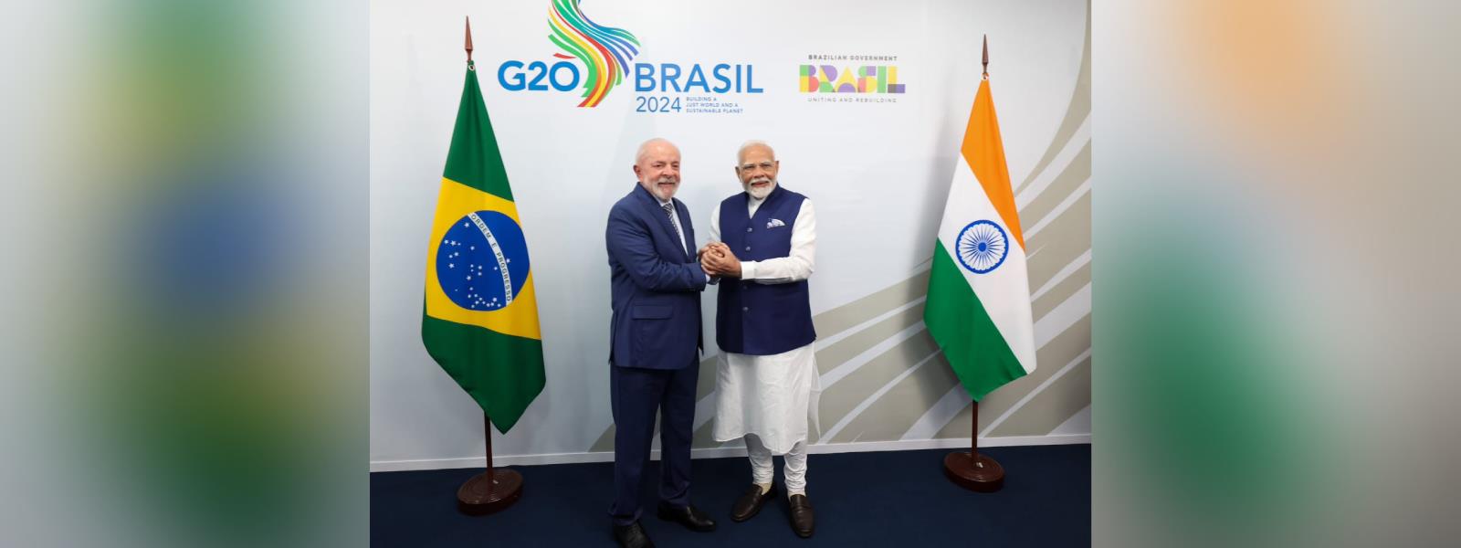 Prime Minister, Shri Narendra Modi met President of Brazil, H.E. Mr. Lula da Silva on the ...