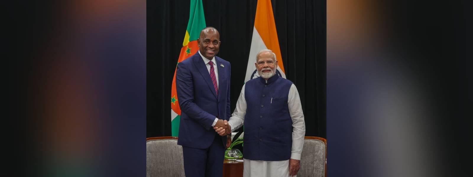 Prime Minister Shri Narendra Modi met H.E. Mr. Roosevelt Skerrit, Prime Minister of the ...