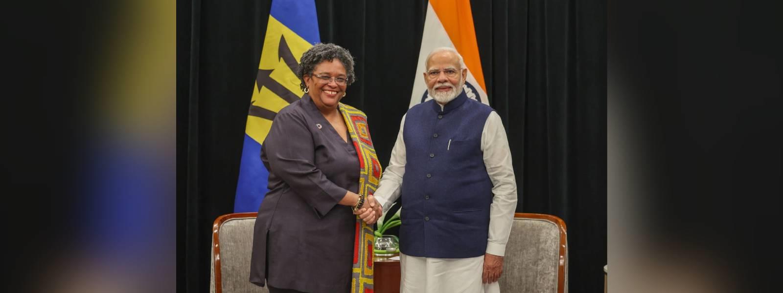 Prime Minister Shri Narendra Modi met The Honourable Ms. Mia Mottley, Prime Minister of Barbados ...