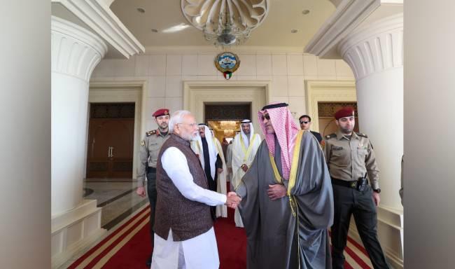 Prime Minister Shri Narendra Modi arrived in Kuwait received by H.E. Sheikh Fahad Yousef Saud Al ...