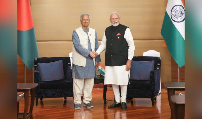 Prime Minister Shri Narendra Modi met Professor Muhammad Yunus, Chief Adviser of Bangladesh on ...